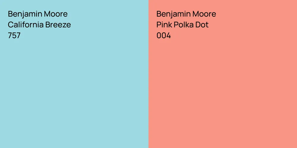 Benjamin Moore California Breeze vs. Benjamin Moore Pink Polka Dot ...