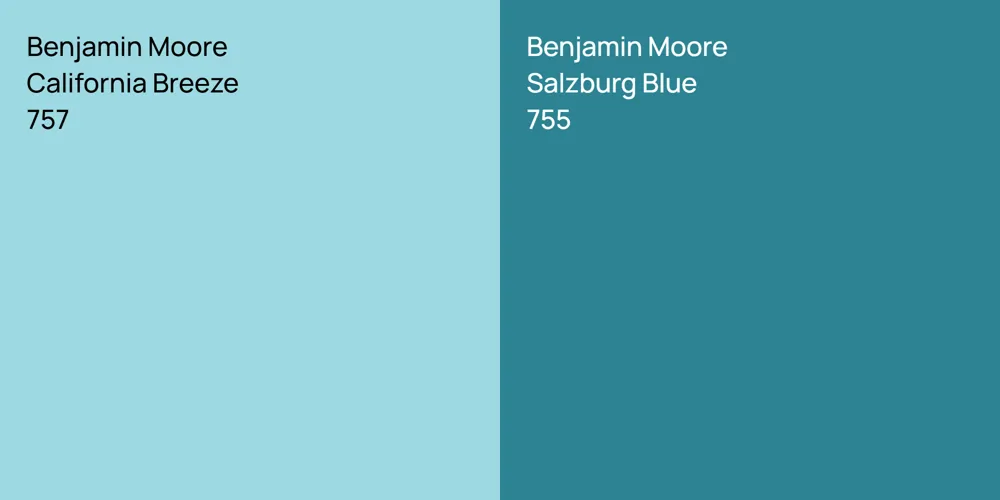 Benjamin Moore California Breeze vs. Benjamin Moore Salzburg Blue ...