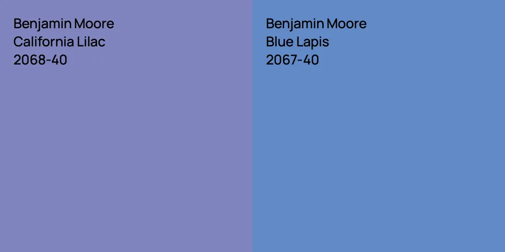Benjamin Moore California Lilac vs. Benjamin Moore Blue Lapis comparison