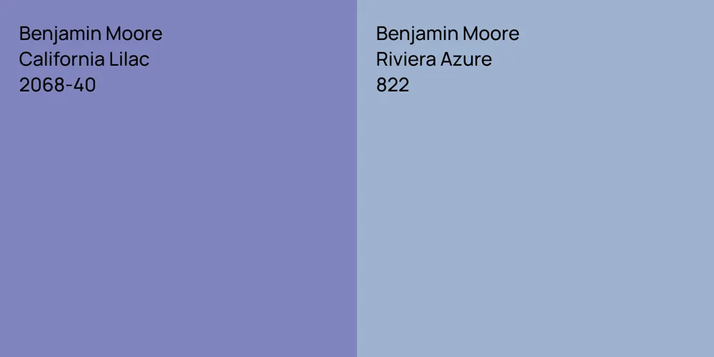 Benjamin Moore California Lilac vs. Benjamin Moore Riviera Azure comparison