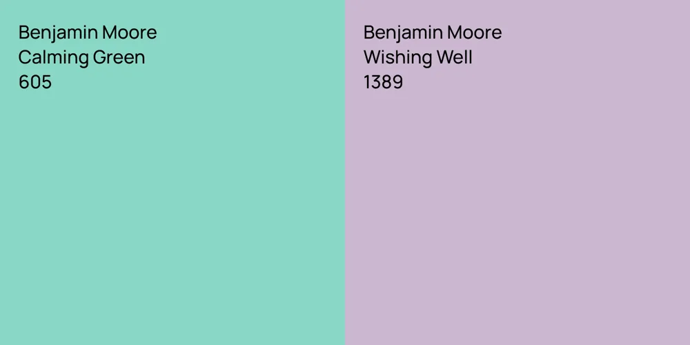 Benjamin Moore Calming Green vs. Benjamin Moore Wishing Well comparison