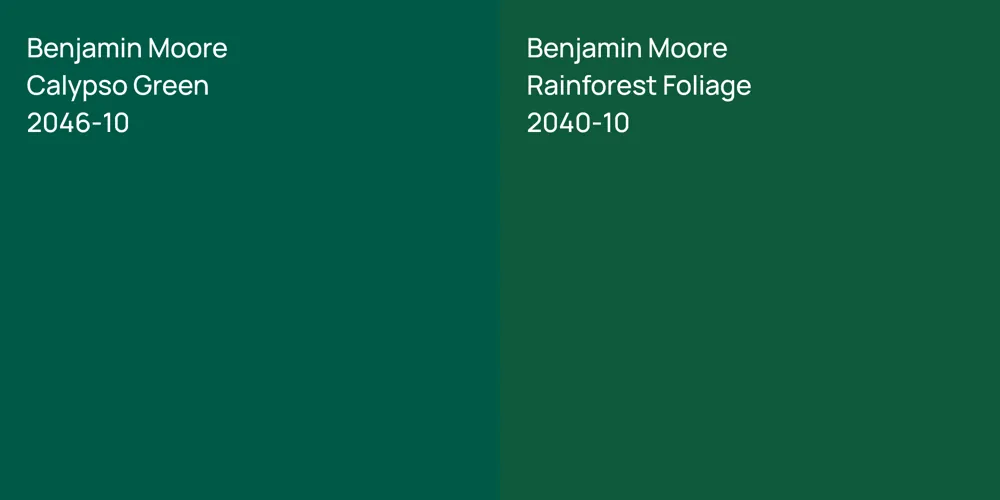 Benjamin Moore Calypso Green vs. Benjamin Moore Rainforest Foliage ...