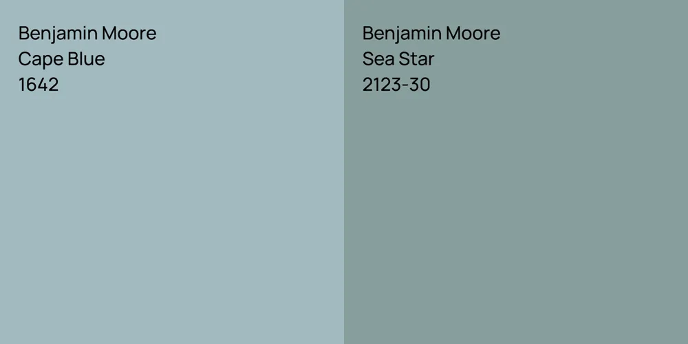 Benjamin Moore Cape Blue vs. Benjamin Moore Sea Star comparison