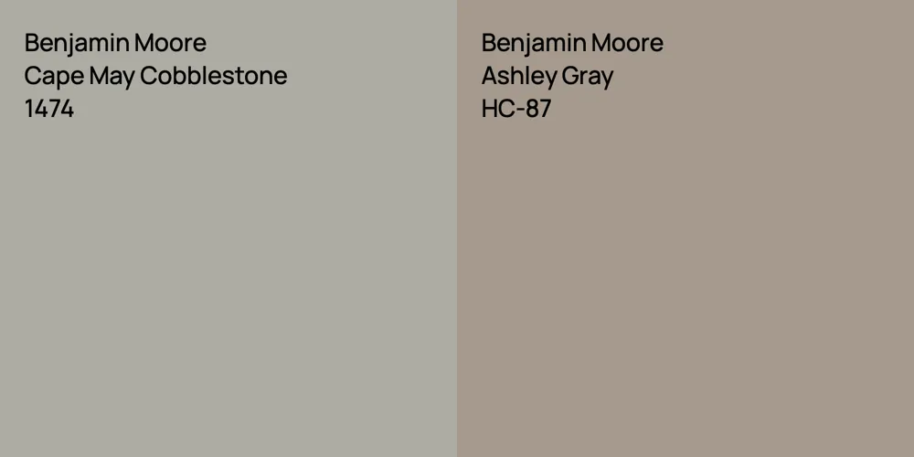 Benjamin Moore Cape May Cobblestone vs. Benjamin Moore Ashley Gray ...