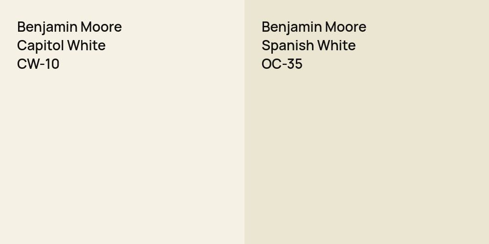 Benjamin Moore Capitol White vs. Benjamin Moore Spanish White comparison