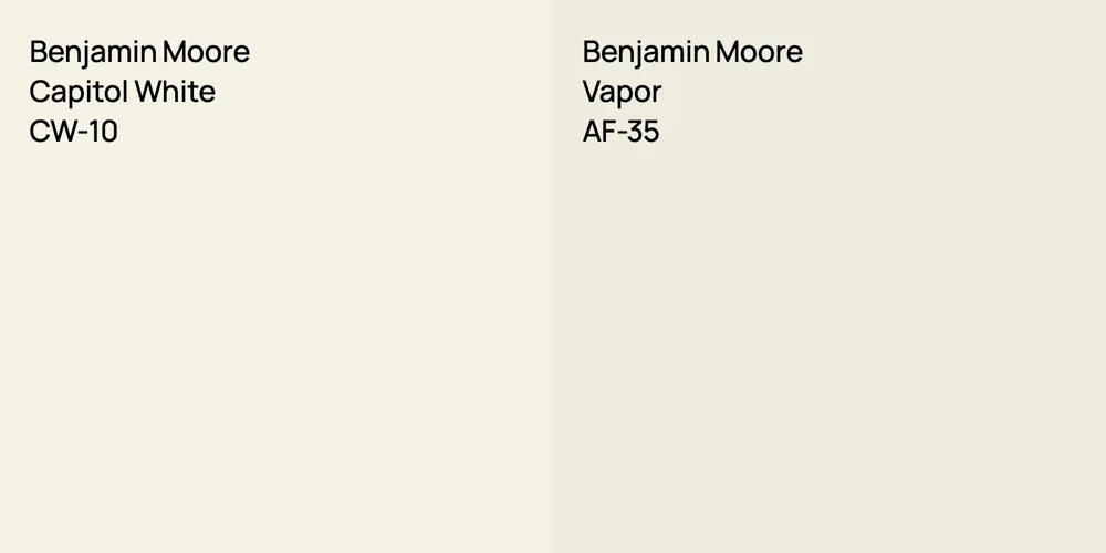 Benjamin Moore Capitol White vs. Benjamin Moore Vapor comparison