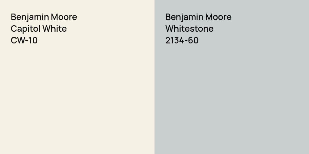 Benjamin Moore Capitol White vs. Benjamin Moore Whitestone comparison