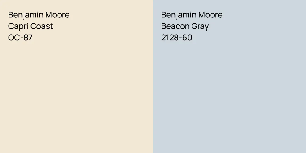 Benjamin Moore Capri Coast vs. Benjamin Moore Beacon Gray comparison