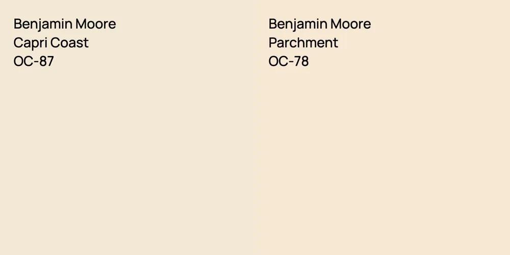 Benjamin Moore Capri Coast vs. Benjamin Moore Parchment comparison