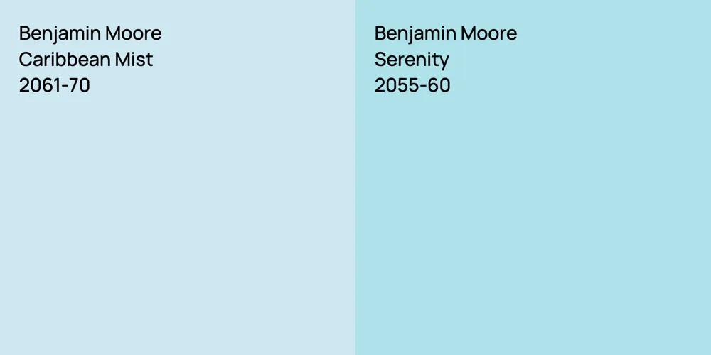 Benjamin Moore Caribbean Mist vs. Benjamin Moore Serenity comparison