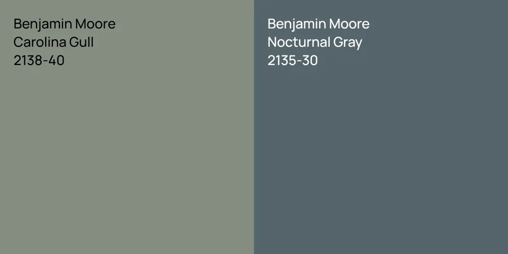 Benjamin Moore Carolina Gull vs. Benjamin Moore Nocturnal Gray comparison