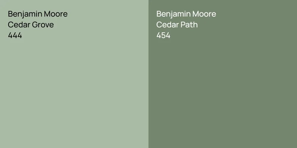 Benjamin Moore Cedar Grove vs. Benjamin Moore Cedar Path comparison