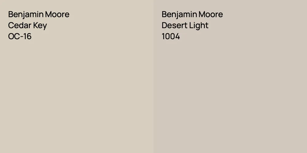 Benjamin Moore Cedar Key vs. Benjamin Moore Desert Light comparison