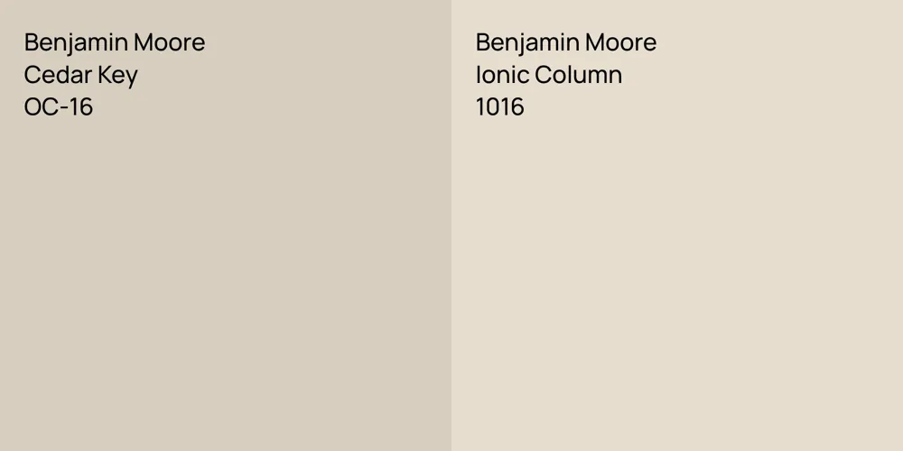 Benjamin Moore Cedar Key vs. Benjamin Moore Ionic Column comparison