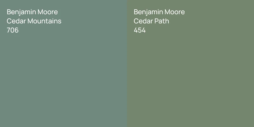 Benjamin Moore Cedar Mountains vs. Benjamin Moore Cedar Path comparison
