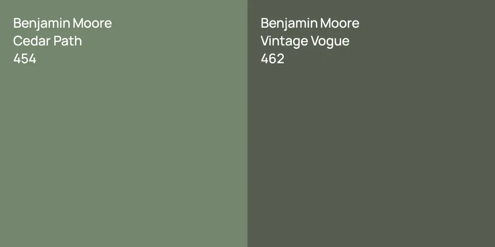 Benjamin Moore Cedar Path vs. Benjamin Moore Vintage Vogue comparison