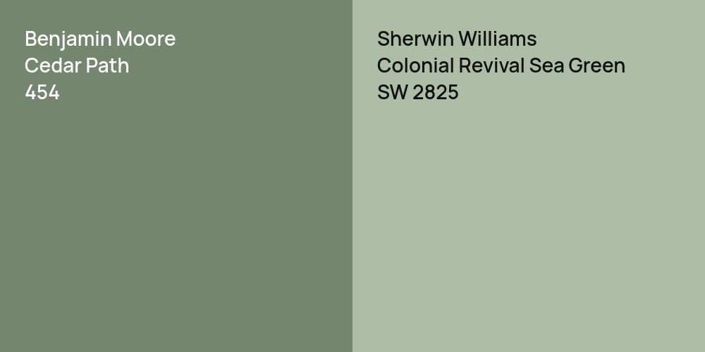 Benjamin Moore Cedar Path vs. Sherwin Williams Colonial Revival Sea ...