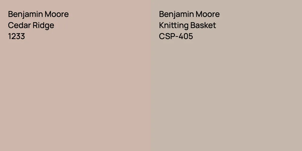 Benjamin Moore Cedar Ridge vs. Benjamin Moore Knitting Basket comparison