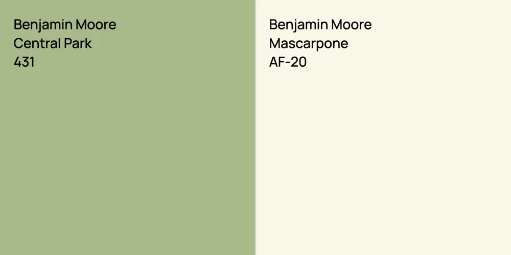 Benjamin Moore Central Park vs. Benjamin Moore Mascarpone comparison