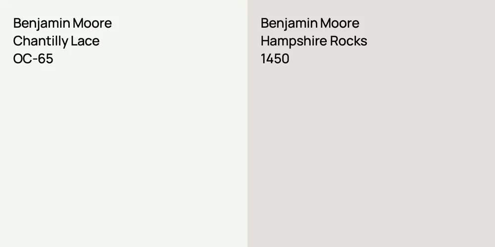 Benjamin Moore Chantilly Lace vs. Benjamin Moore Hampshire Rocks comparison