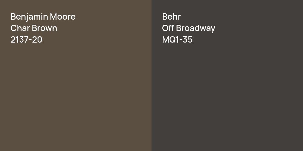 Benjamin Moore Char Brown vs. Behr Off Broadway comparison