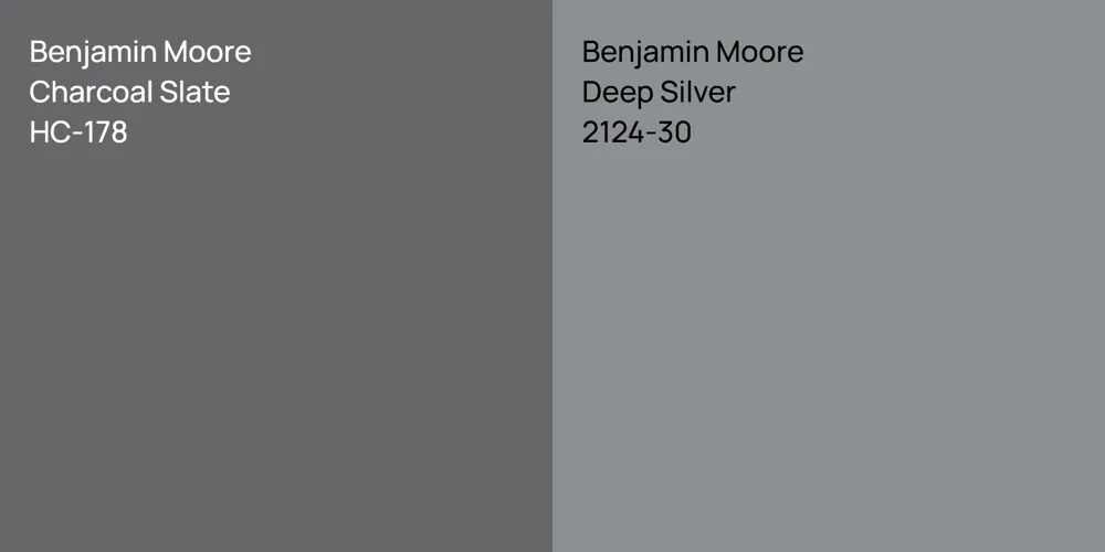 Benjamin Moore Charcoal Slate vs. Benjamin Moore Deep Silver comparison