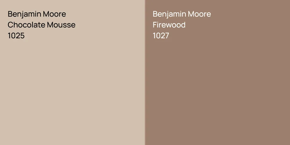 Benjamin Moore Chocolate Mousse vs. Benjamin Moore Firewood comparison