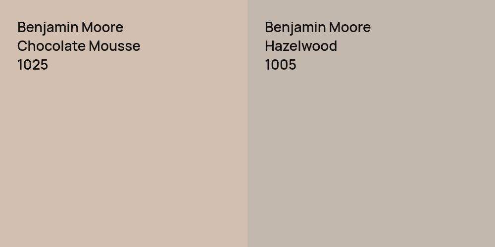 Benjamin Moore Chocolate Mousse vs. Benjamin Moore Hazelwood comparison