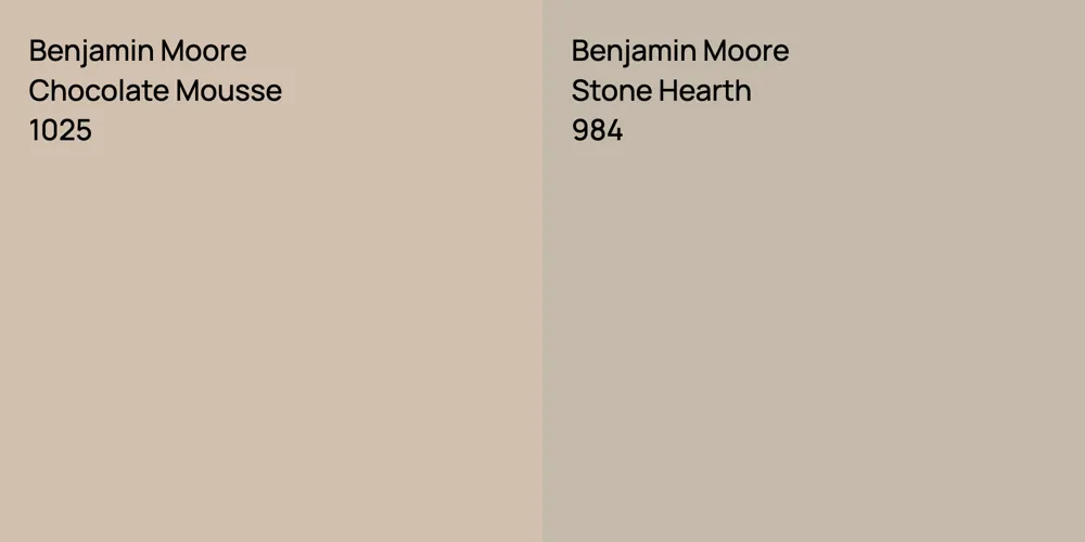 Benjamin Moore Chocolate Mousse vs. Benjamin Moore Stone Hearth comparison