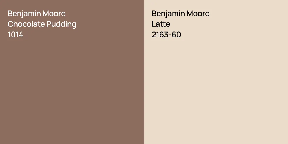 Benjamin Moore Chocolate Pudding vs. Benjamin Moore Latte comparison