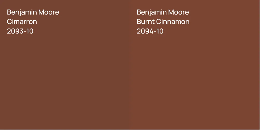 Benjamin Moore Cimarron vs. Benjamin Moore Burnt Cinnamon comparison