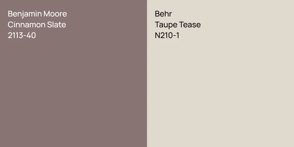 Benjamin Moore Cinnamon Slate vs. Behr Taupe Tease comparison