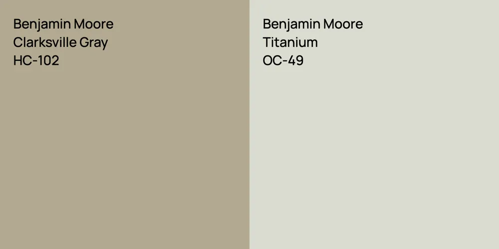Benjamin Moore Clarksville Gray vs. Benjamin Moore Titanium comparison