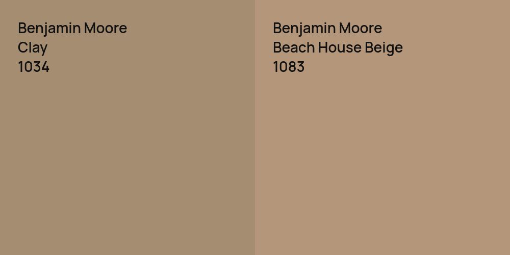 Benjamin Moore Clay vs. Benjamin Moore Beach House Beige comparison