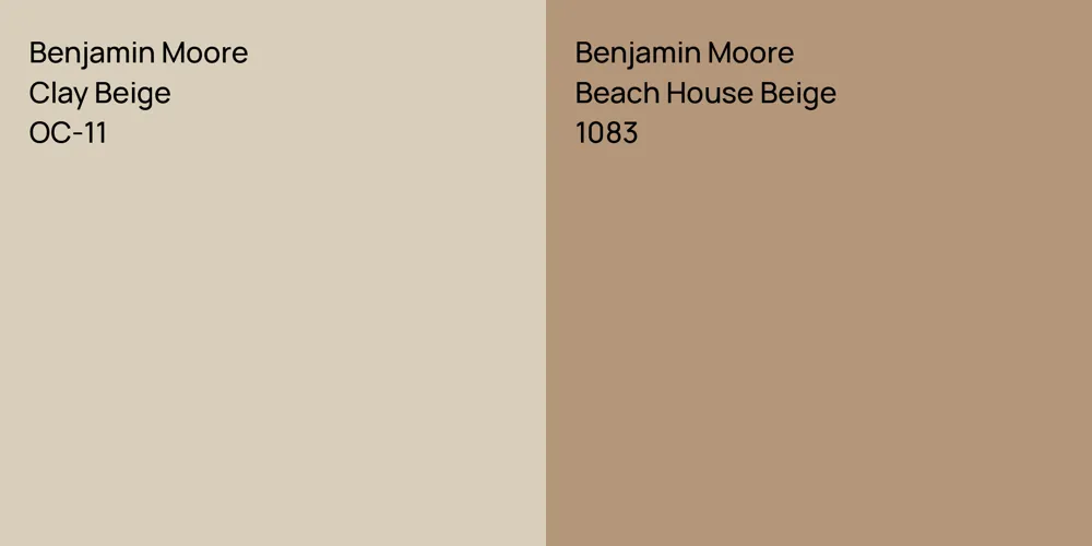 Benjamin Moore Clay Beige vs. Benjamin Moore Beach House Beige comparison