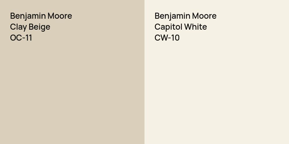 Benjamin Moore Clay Beige vs. Benjamin Moore Capitol White comparison