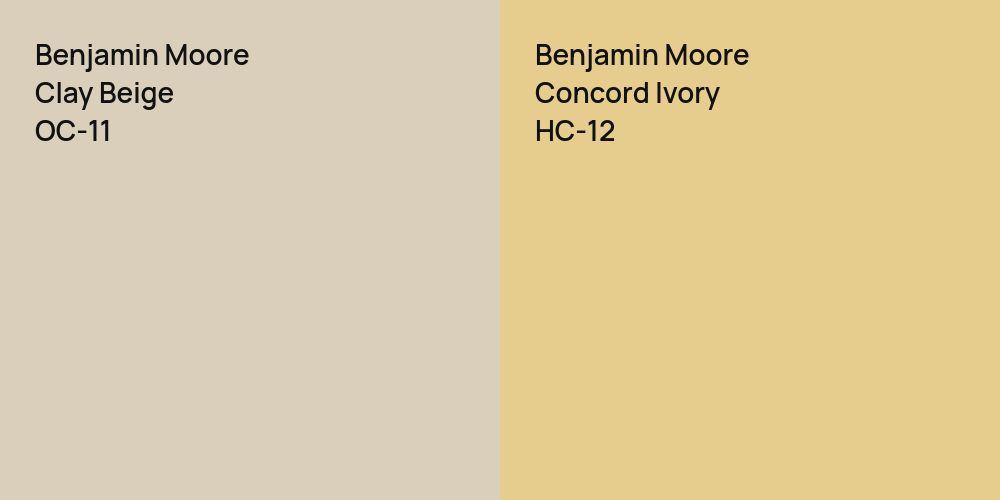Benjamin Moore Clay Beige vs. Benjamin Moore Concord Ivory comparison
