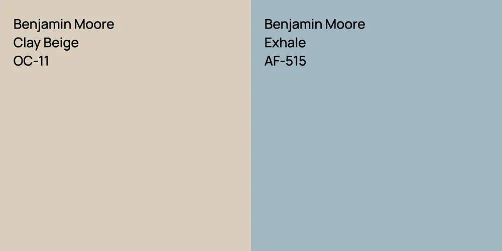 Benjamin Moore Clay Beige vs. Benjamin Moore Exhale comparison