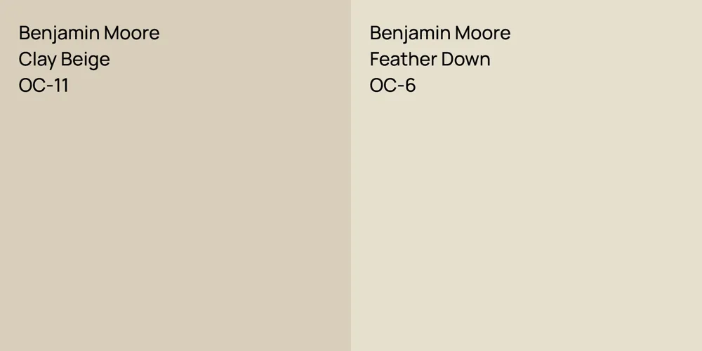 Benjamin Moore Clay Beige vs. Benjamin Moore Feather Down comparison