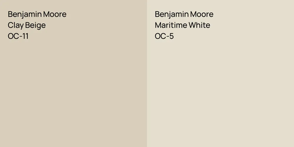 Benjamin Moore Clay Beige vs. Benjamin Moore Maritime White comparison