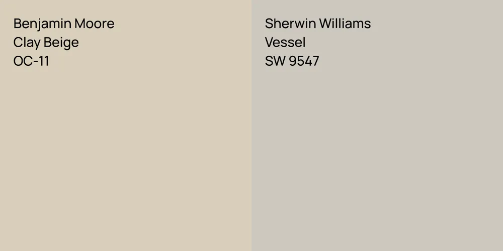 Benjamin Moore Clay Beige vs. Sherwin Williams Vessel comparison