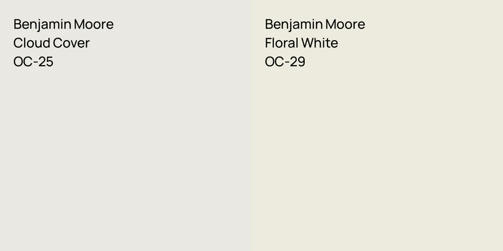 Benjamin Moore Cloud Cover vs. Benjamin Moore Floral White comparison