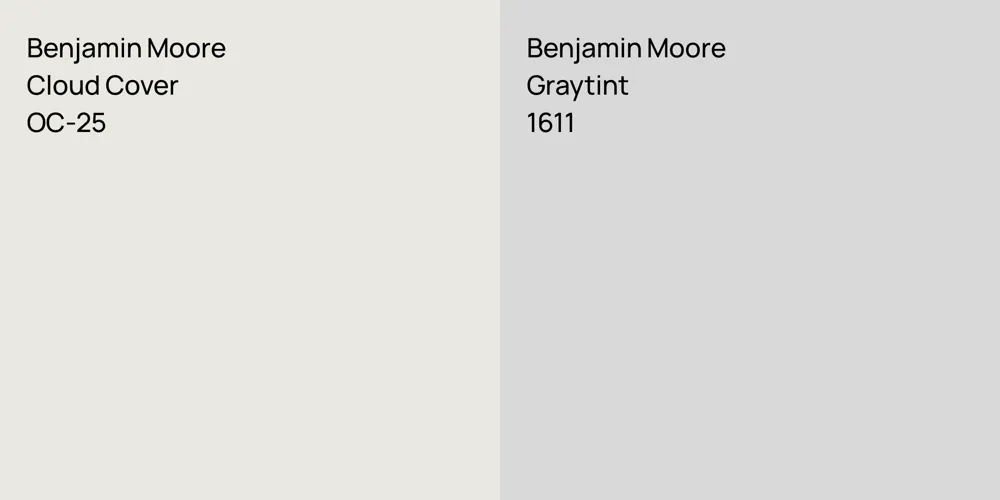 Benjamin Moore Cloud Cover vs. Benjamin Moore Graytint comparison