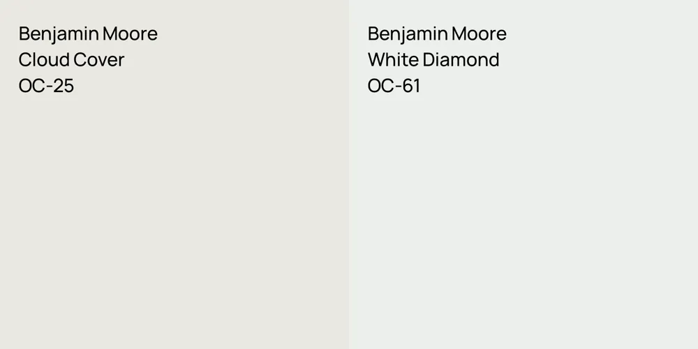 Benjamin Moore Cloud Cover vs. Benjamin Moore White Diamond comparison