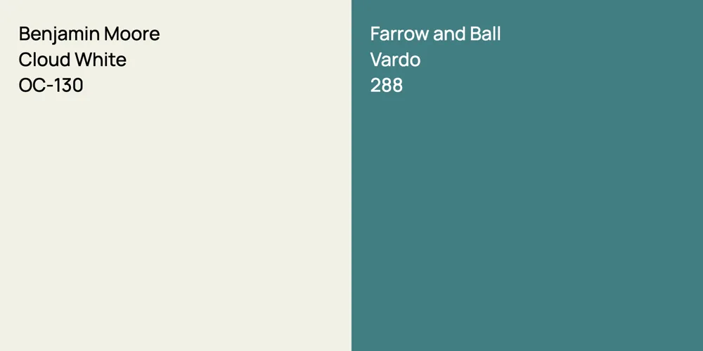 Benjamin Moore Cloud White vs. Farrow and Ball Vardo comparison