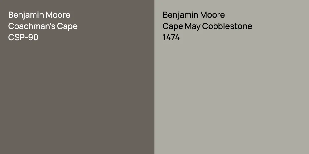 Benjamin Moore Coachman's Cape vs. Benjamin Moore Cape May Cobblestone ...