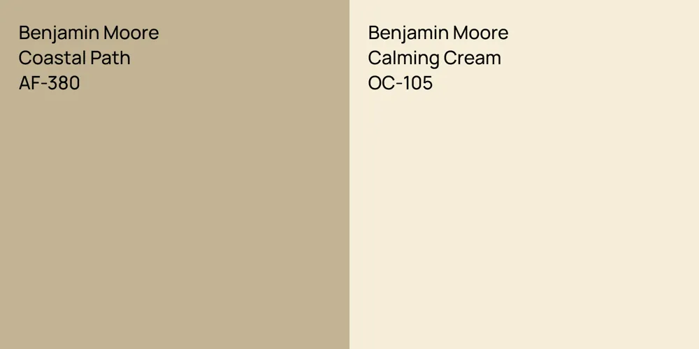 Benjamin Moore Coastal Path vs. Benjamin Moore Calming Cream comparison