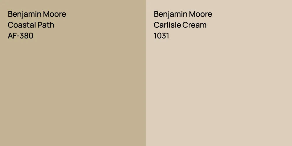 Benjamin Moore Coastal Path vs. Benjamin Moore Carlisle Cream comparison