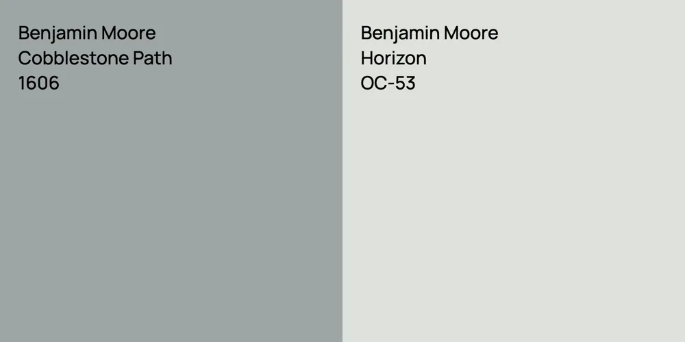 Benjamin Moore Cobblestone Path vs. Benjamin Moore Horizon comparison