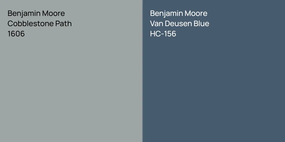 Benjamin Moore Cobblestone Path vs. Benjamin Moore Van Deusen Blue ...